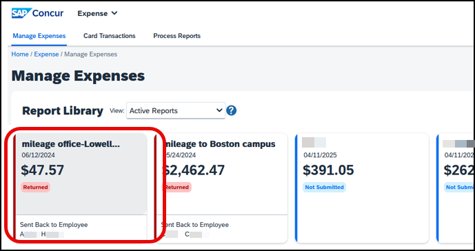 Correcting and Resubmitting an Expense Report after sent back