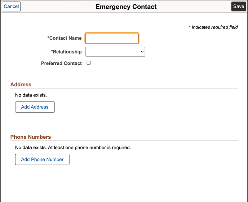 Add, Update, or Delete Emergency Contact Information in HR Direct